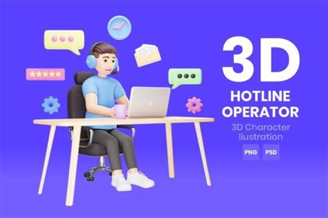 Hotline Operator 3d Character Graphic By Imoogigraphic · Creative Fabrica