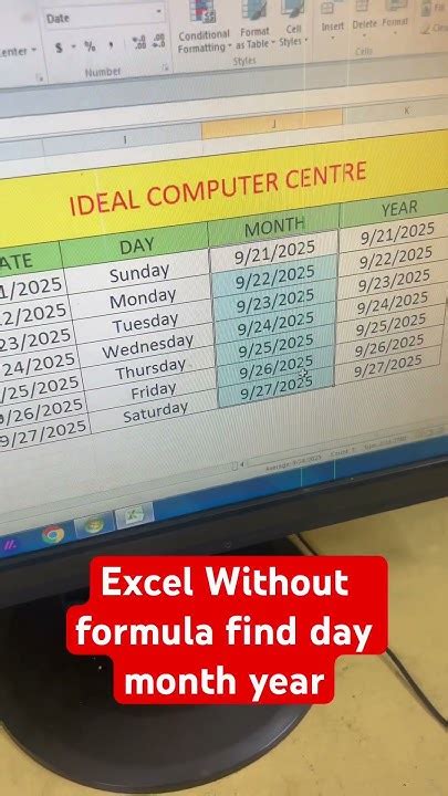 Excel Without Formula Find Day Month Year🔥 Shorts Shortsvideo Youtubeshorts Excel Exceltips
