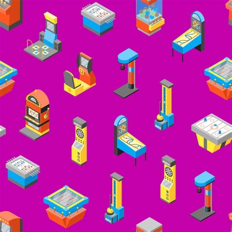 Premium Vector Game Machine 3d Seamless Pattern Background Isometric