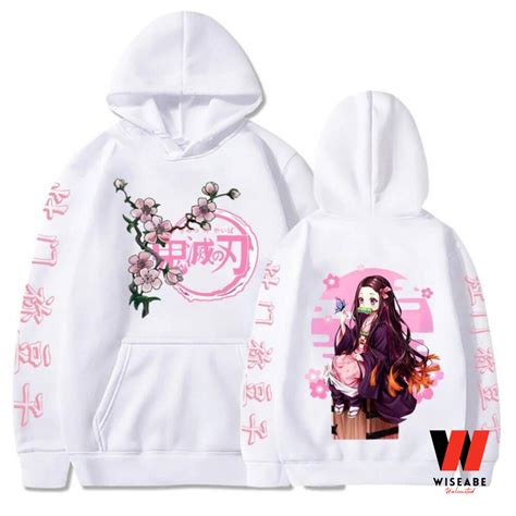 Cheap Japanese Nezuko Sakura Flower Demon Slayer Hoodie Demon Slayer