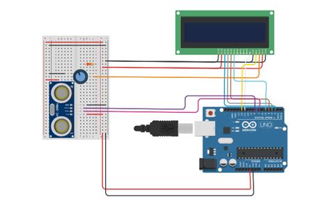 Circuit Design Arduino Con Sensore Distanza Hc Sr04 E Display C Tinkercad