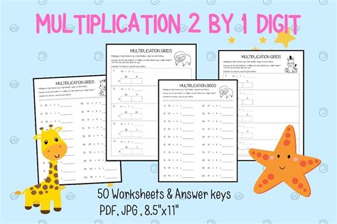 Multiplication 2 Digit By 1 Digit Number Graphic By HappyDesign Creative Fabrica