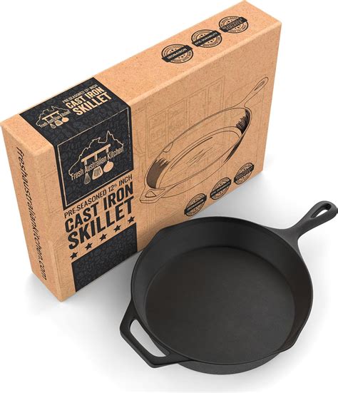 Lodge Seasoned Cast Iron Skillet 12 Inch Ergonomic Frying