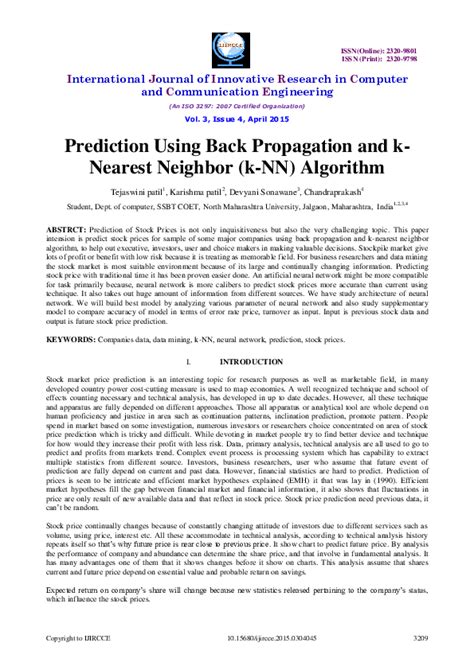 Pdf Prediction Using Back Propagation And K Nearest Neighbor K Nn