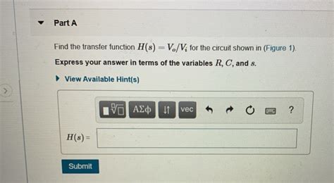Solved 1 of 2 Figure R Vo Vi క 2 of 2 Figure ర L Rక Chegg com