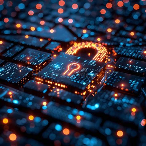 cybersecurity in the digital age lock and code stock illustration