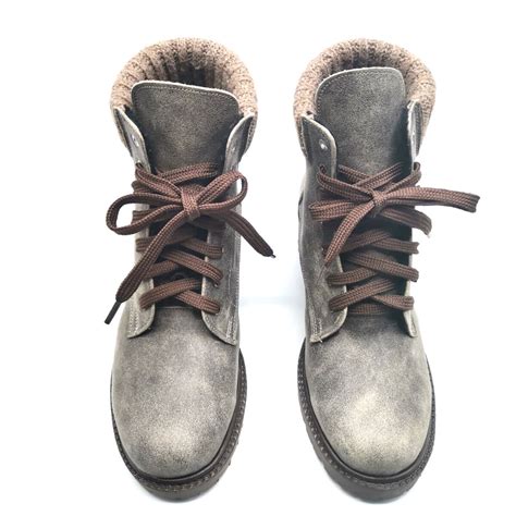 Bocanci Dama Din Piele Naturala Antichizata Kaki 36