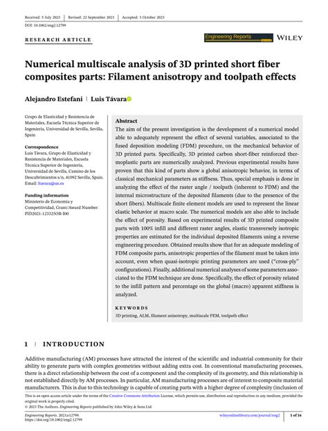 PDF Numerical Multiscale Analysis Of D Printed Short Fiber Composites Parts Filament