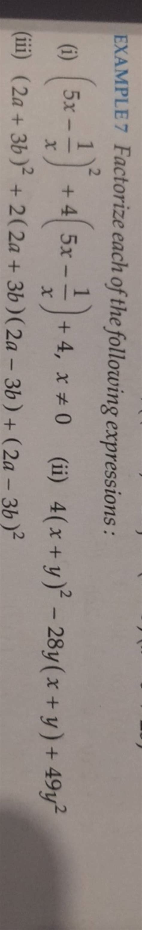 Example 7 Factorize Each Of The Following Expressionsi 5x−x1 245x