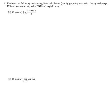 Solved Evaluate The Following Limits Using Limit Calculation Chegg