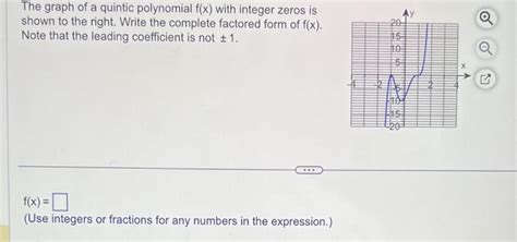 solved the graph of a quintic polynomial f x with integer