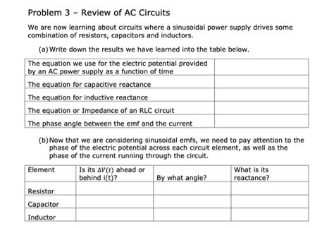 Solved Problem Review Of AC Circuits We Are Now Learning Chegg Com