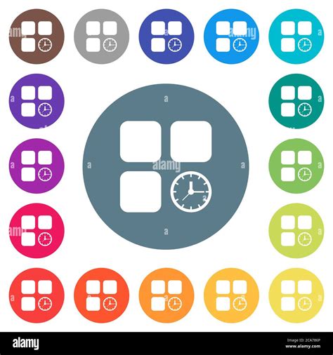 Component Timer Flat White Icons On Round Color Backgrounds 17
