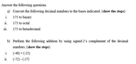 Solved Answer The Following Questions A Convert The Chegg