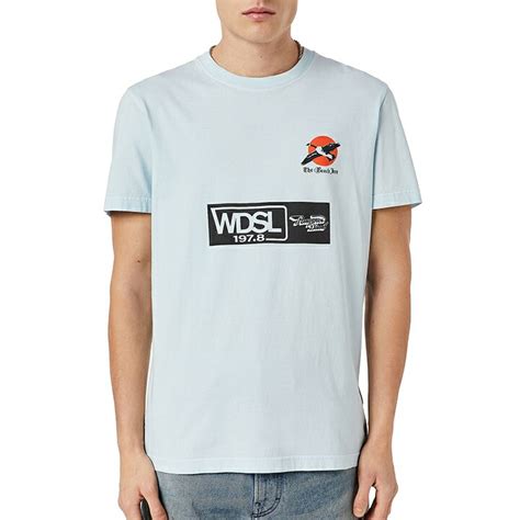 【楽天市場】 Diesel ディーゼル メンズ プリント クルーネック スリムフィット 半袖tシャツ カットソー【t Diegor C11】【サイズs】【ライトブルー】die M T F4