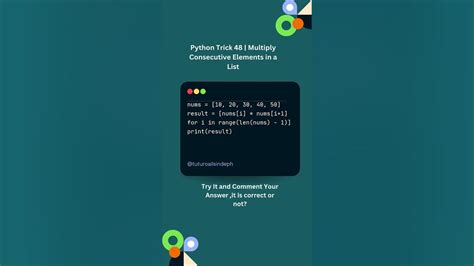 Python Trick 48 Multiply Consecutive Elements In A List Shorts Viral Tricks Youtube