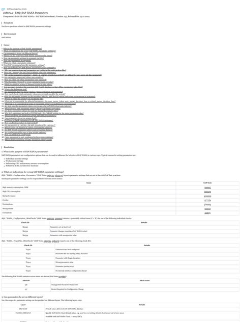 Faq Sap Hana Parameters V133 Pdf Parameter Computer Programming