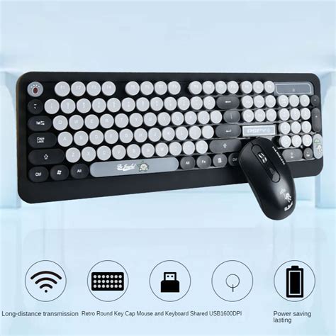 Punk Keyboard And Mouse Set Keys Retro Cute Wirele Vicedeal
