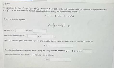 Solved An Equation In The Form Y P X Y Q X Yn With N Chegg