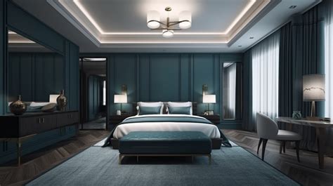 3d 렌더링으로 Tv와 워크스테이션을 갖춘 멋진 호텔 스위트룸 고급 침실 고급 아파트 호텔 인테리어 배경 일러스트 및 사진 무료 다운로드 Pngtree