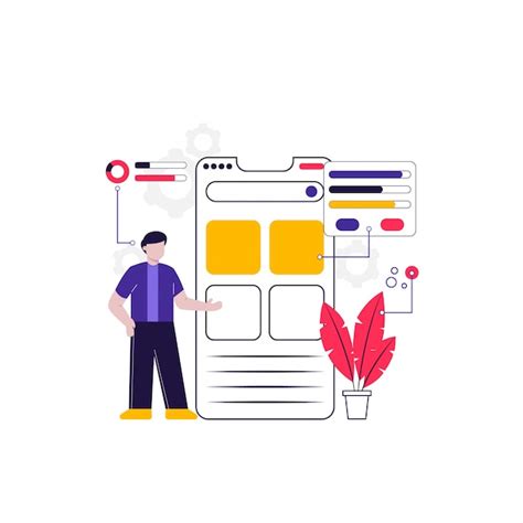Premium Vector A Man Shows Graph Data On A Mobile App