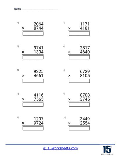 4 Digit Multiplication Worksheets 15 Worksheets Com