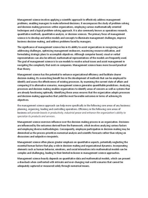 management science download free pdf operations research science