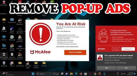 How To Remove Fake Mcafee Popup And Virus Stop Fake Alert Pop Ups Ads Youtube