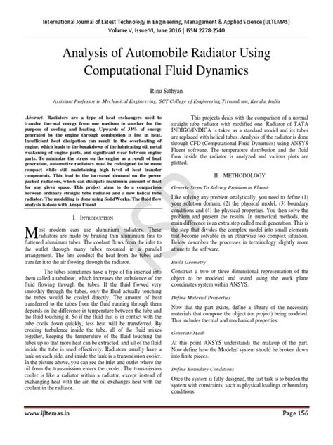 analysis of automobile radiator using cfd pdf radiator heat transfer
