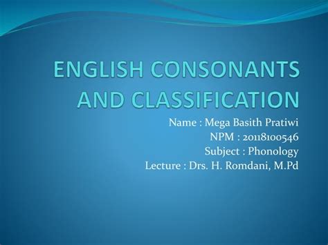English Consonants And Classification Pptx