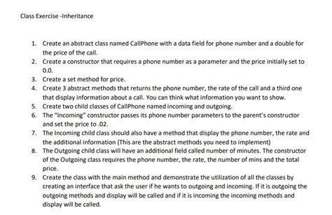 Solved Class Exercise Inheritance 1 Create An Abstract
