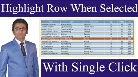 Auto Highlight Row When Selected Or Click Any Cell In Excel Mrb Tech Solutions Youtube