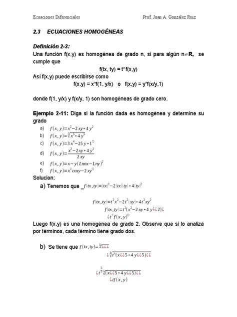 22 Ecuaciones Homogeneas Pdf Ecuaciones Ecuaciones Diferenciales