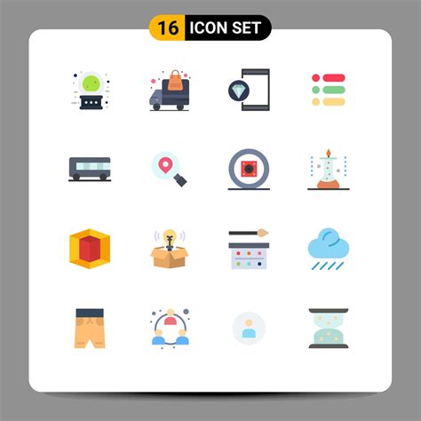 16 Símbolos De Sinais De Cores Planas Universais De Pacote Editável De Programação De Tarefa De