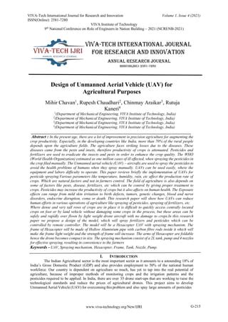 Design Of Unmanned Aerial Vehicle UAV For Agricultural Purposes PDF