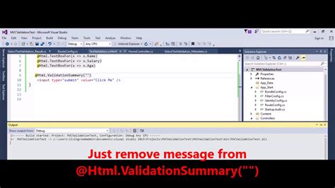 mvc how to remove summary main message from html validationsummary