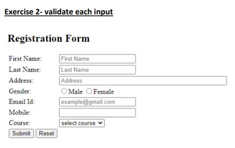 Solved Exercise Validate Each Input Registration Form Chegg Com