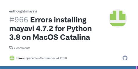 Errors Installing Mayavi 472 For Python 38 On Macos Catalina · Issue