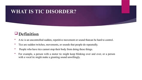 Tic Disorder Diagnosis Treatmentpptx