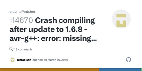 Crash Compiling After Update To 168 Avr G Error Missing Filename After O · Issue