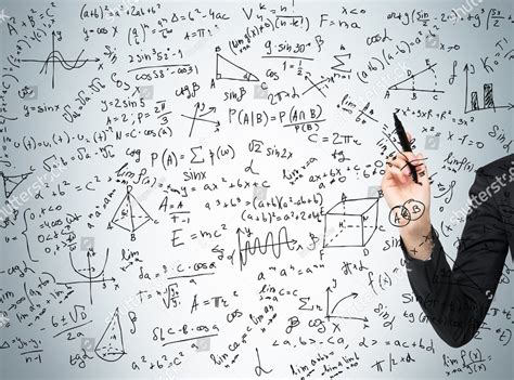 Womans Hand Is Pointing Out The Complicated Math Calculations Math Formulas Are Written On The