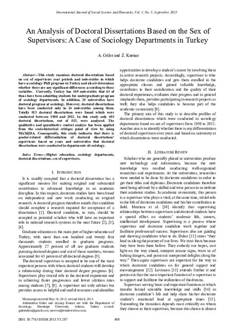Pdf An Analysis Of Doctoral Dissertations Based On The Sex Of Supervisors A Case Of Sociology Pdf An Analysis Of Doctoral Dissertations Based On The Sex Of Supervisors A Case Of Sociology