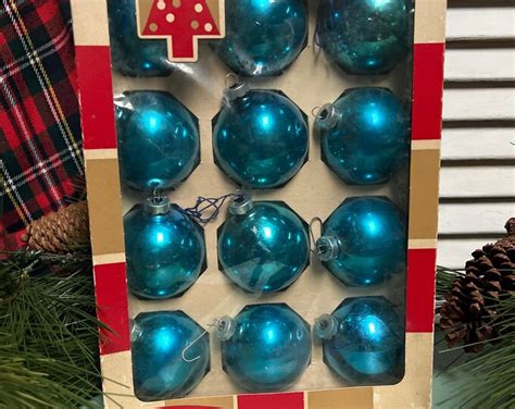 Vintage Coby Blue Glass Boxed Christmas Tree Ornaments 25” Etsy