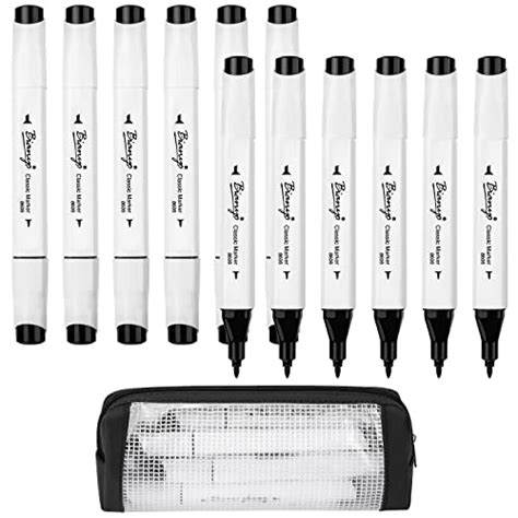 Bianyo Black Alcohol Markers Set Set Of 12 Dual Tip