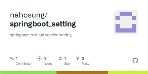 GitHub Nahosung Springboot Setting Springboot Rest Api Service Setting
