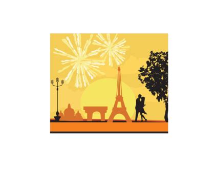 Eiffel Tower And Fireworks Valentine City Sunset Vector Valentine City Sunset PNG And Vector