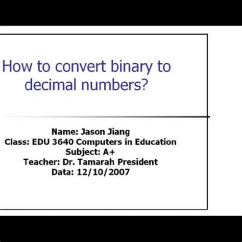 How To Convert Binary To Decimal Numbers