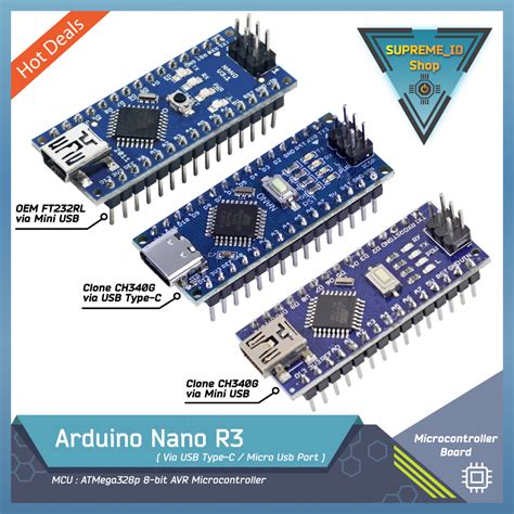 Jual Arduino Nano V3 R3 Oem Ft232rl Clone Ch340g Mini Usb Port