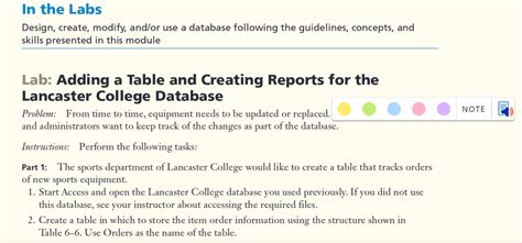 solved in the labsdesign create modify and or use a database