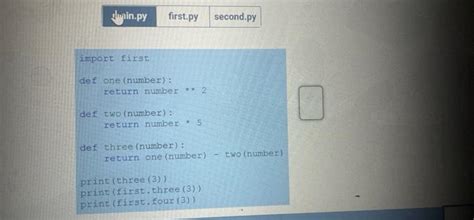 Solved Elminpy Firstpy Secondpy Import First Def One